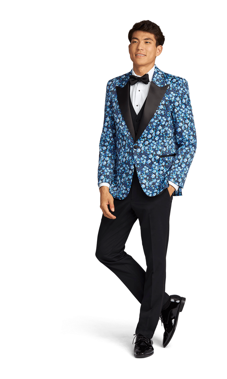 Blue Floral Tuxedo Coat | Friar Tux