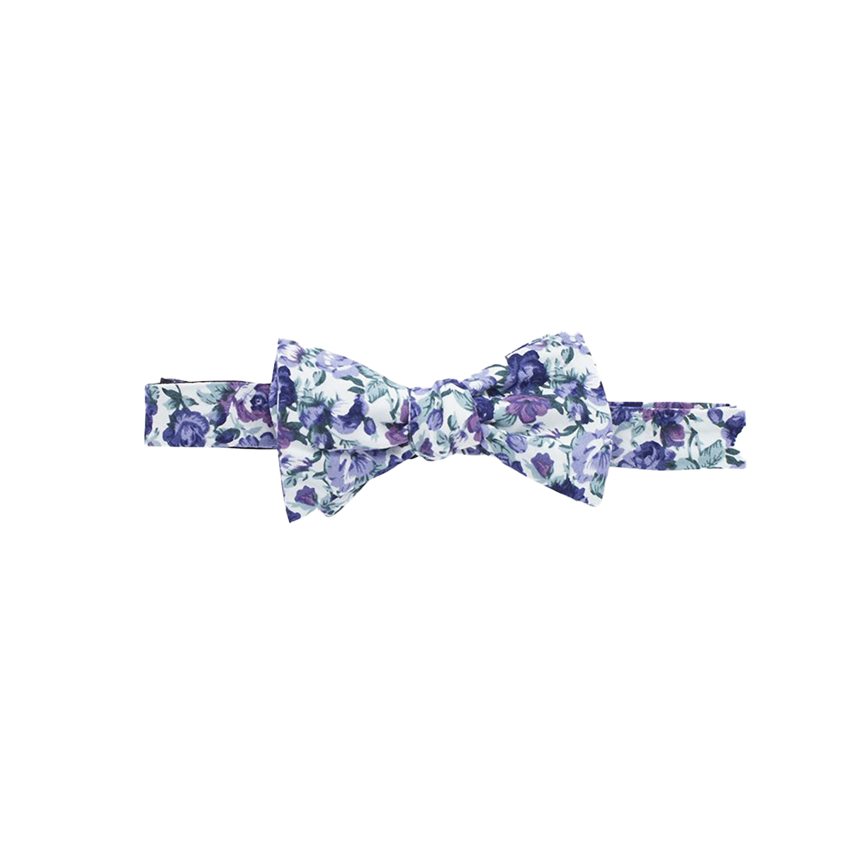 White, Blue, and Purple Floral Bow Tie
